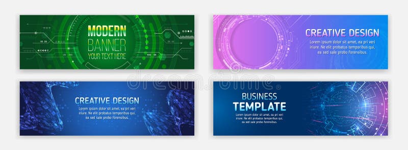 Modern Hi Tech Horizontal Banner Templates. Abstract Banner on the ...