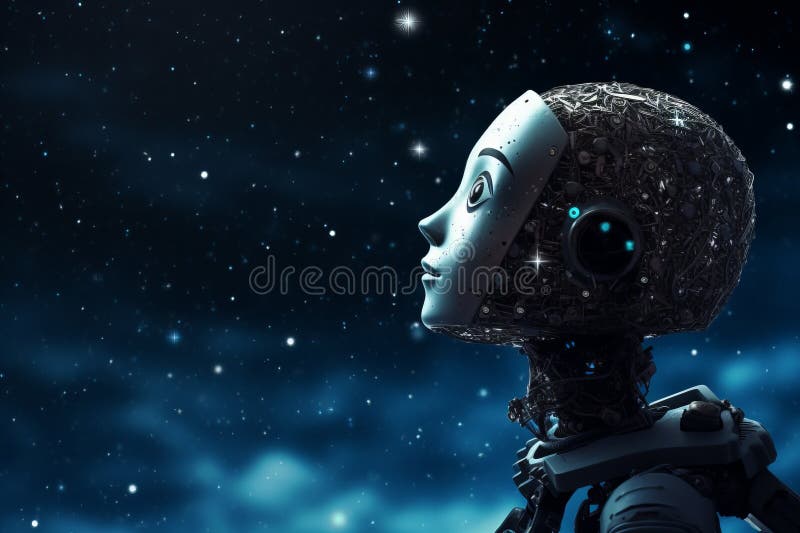 High-tech Robot Against the Background of the Starry Sky Stock Image ...