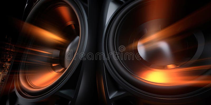 Speakers and Sound Waves Oscillating. Technology Futuristick Background ...