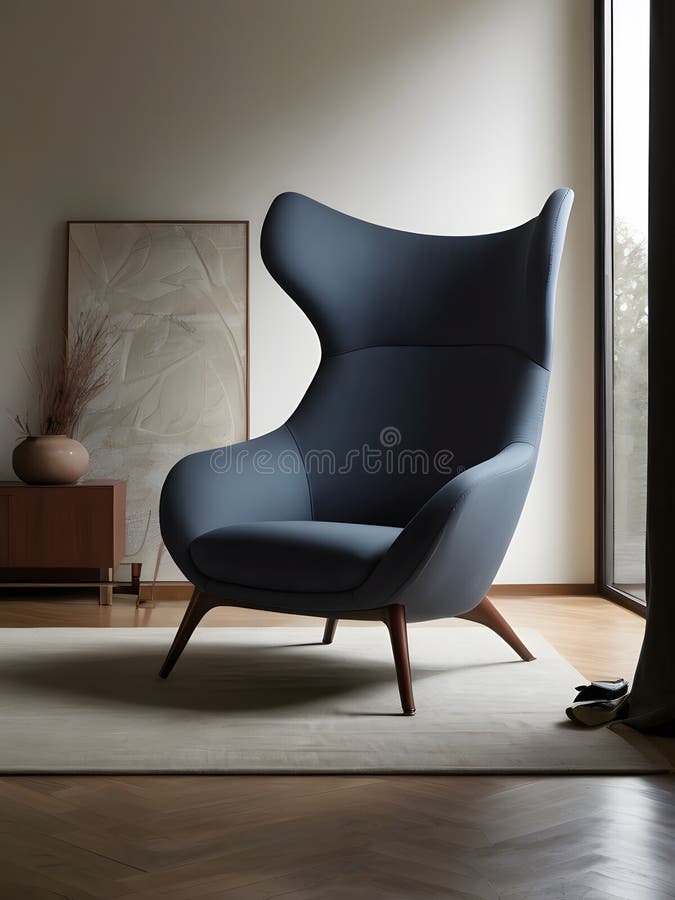 Statement Piece: Stylish High-Back Lounge Chair Stock Illustration ...