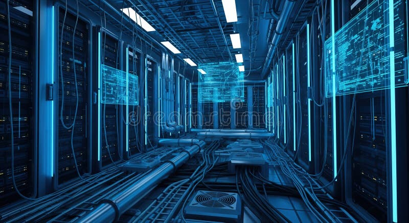 Modern High-Capacity Data Center Server Room with Organized Colorful ...