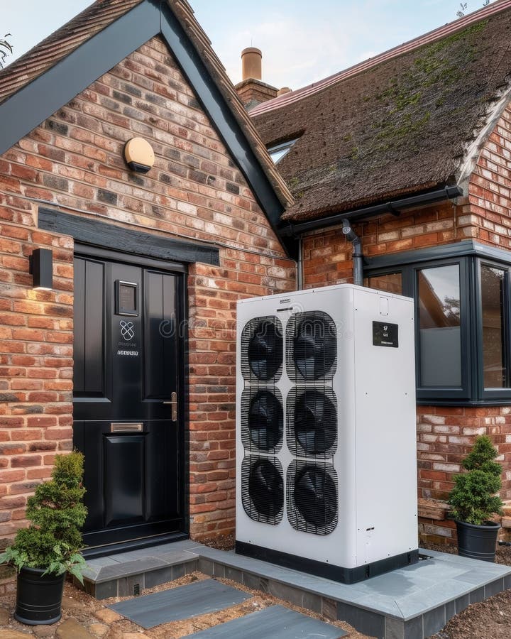A Modern, High-efficiency Heat Pump System Installed on the Exterior of ...
