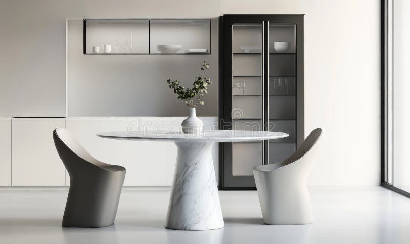 Modern High-end Dining and Kitchen Space Featuring a White Textured ...