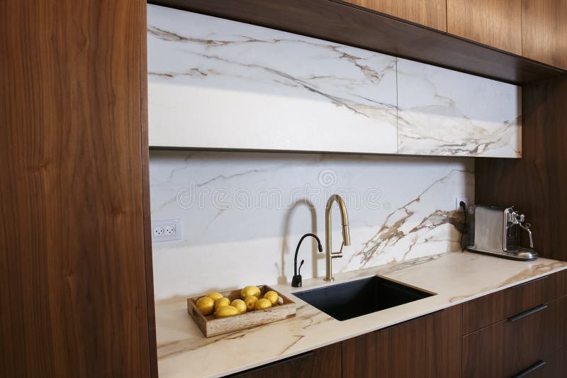 Modern High End Luxury Kitchen Stock Photo - Image of high, clean ...