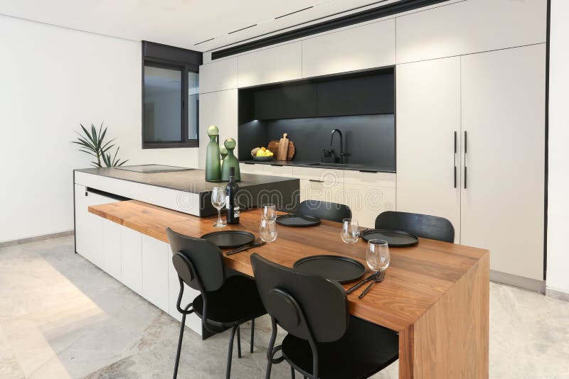 Modern High End Luxury Kitchen Stock Photo - Image of fridge, lifestyle ...