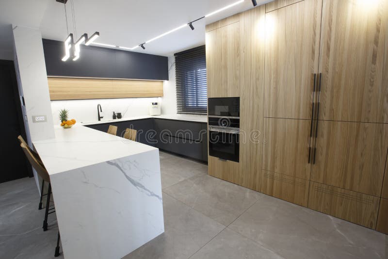 Modern High End Luxury Kitchen Stock Image - Image of clean, hood ...