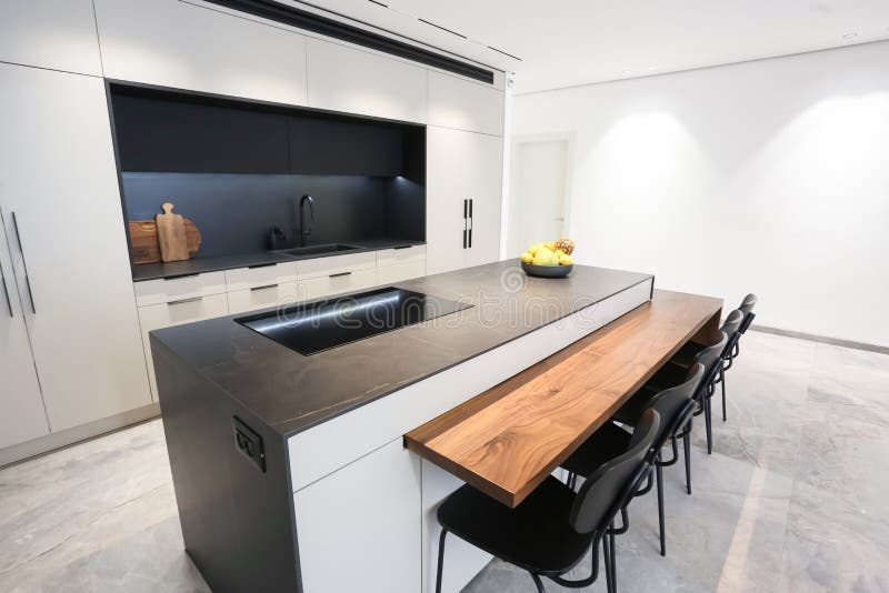 Modern High End Luxury Kitchen Stock Image - Image of indoor, comfort ...