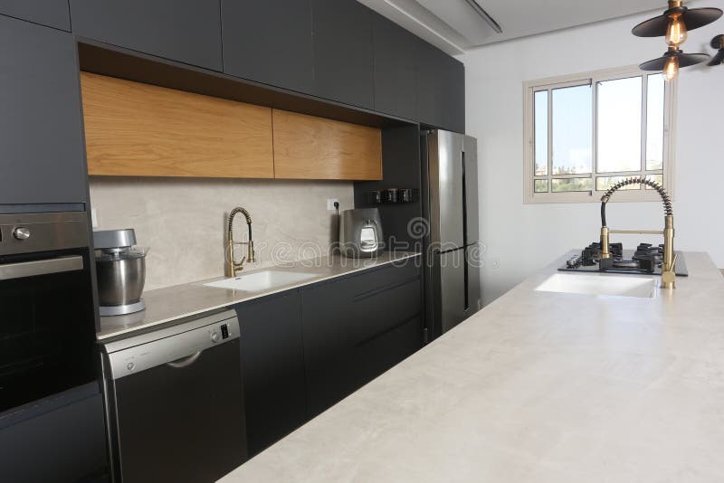 Modern High End Luxury Kitchen Stock Photo - Image of expensive, fridge ...