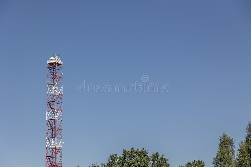 Modern High Fire Tower in the Forest. Stock Image - Image of structure ...