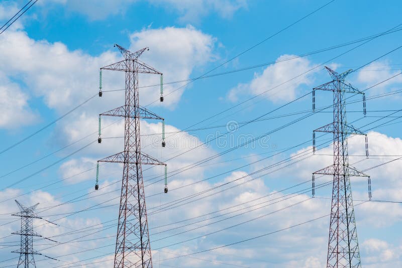 Modern high powerlines stock image. Image of electricity - 70863245
