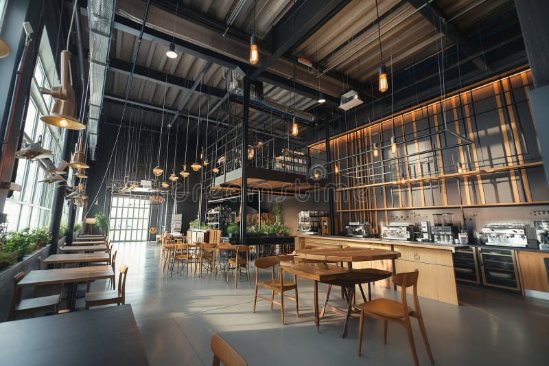 Modern High Rack Warehouse, Dining Room and Kitchen in a Large ...