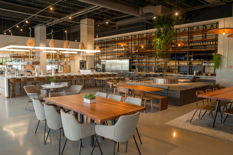 Modern High Rack Warehouse, Dining Room and Kitchen in a Large ...