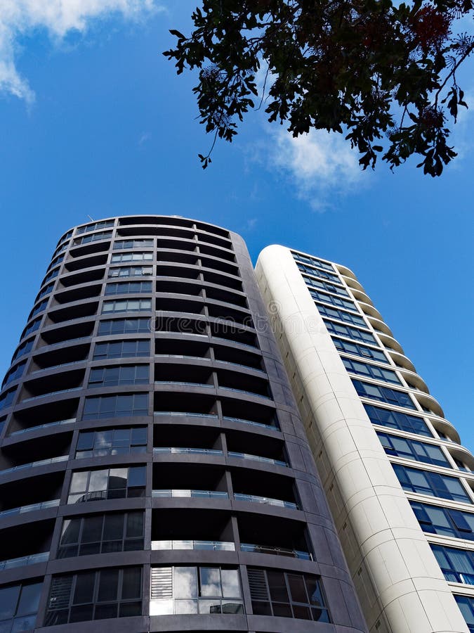 Modern High Rise Apartment Building Stock Image - Image of cube ...