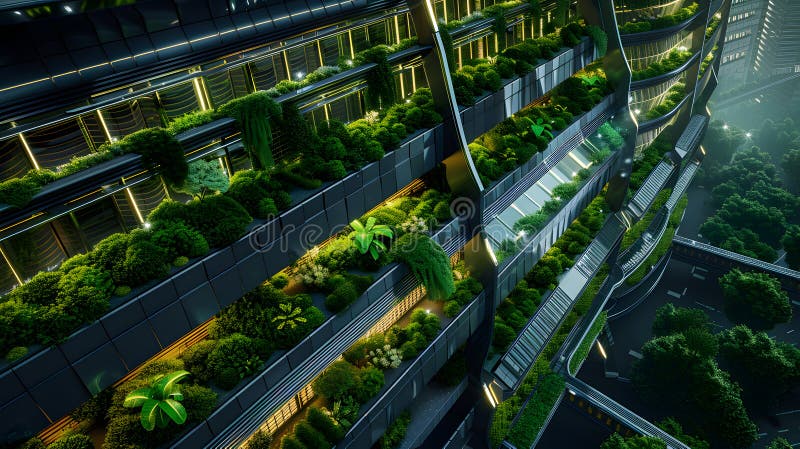 Cityscape of Modern Building with Green Plants and Trees in the City ...
