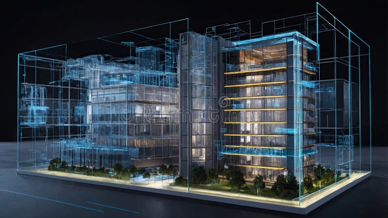 Modern High-rise Building Design Displayed with Transparent ...