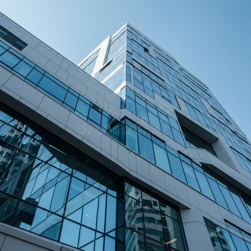 Modern High-rise Building with a Geometric Design, Featuring Large ...