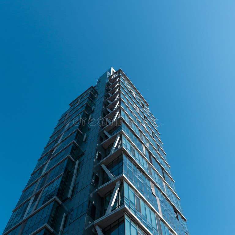 A Modern High-rise Building with a Sleek, Glass Façade Featuring ...