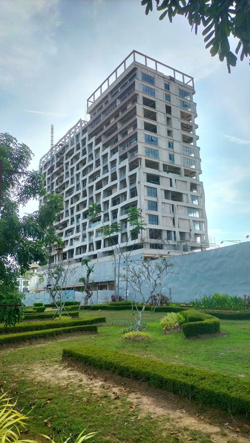 Modern High-Rise Building Under Construction with Unique Architectural ...