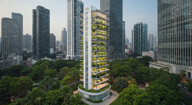 Modern High-rise Building with a Unique Vertical Garden Design ...