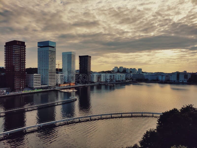 Modern High-rise Buildings by the Water Stock Photo - Image of modern ...