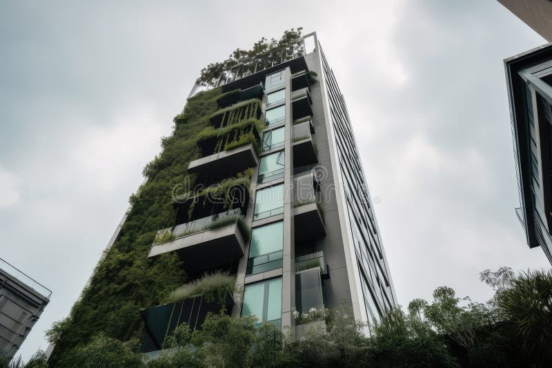 Modern High-rise with Clear Glass Windows and Sleek Design, Surrounded ...