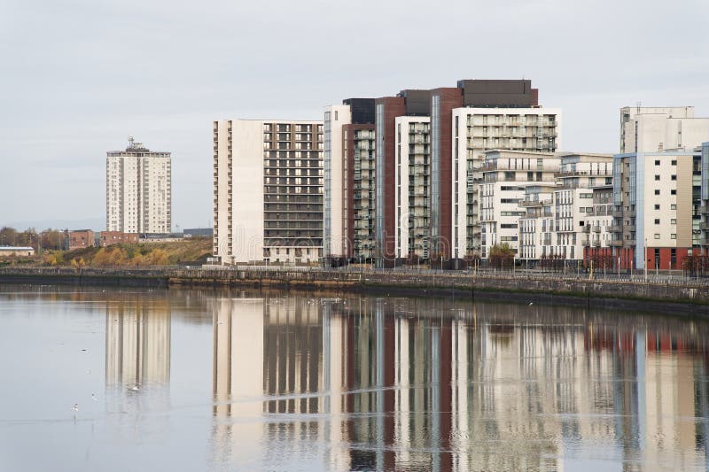Modern High Rise Flats at Glasgow Harbour Stock Photo - Image of ...