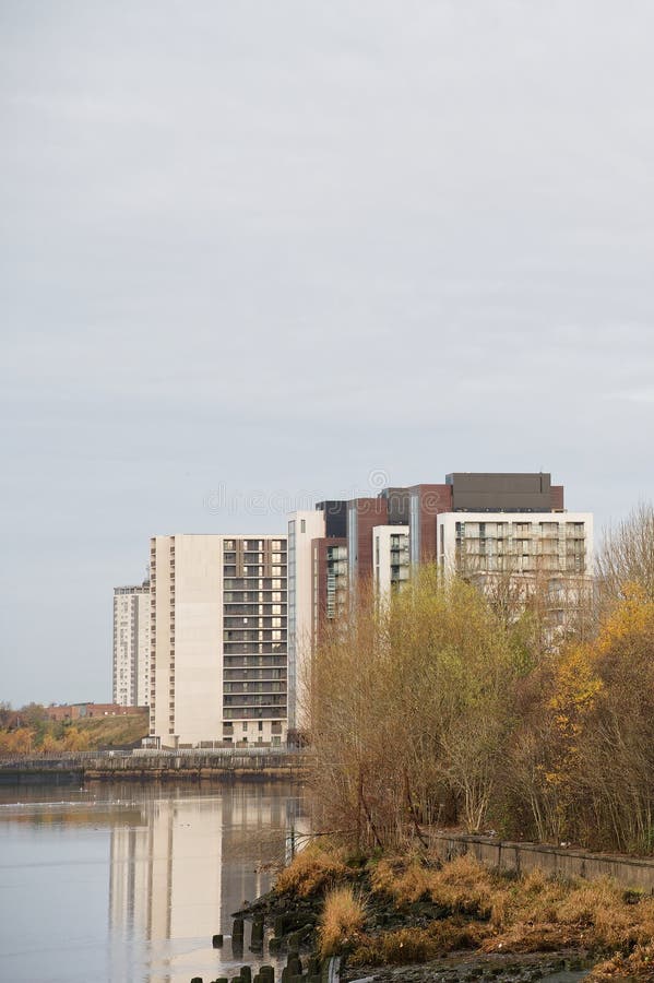 Modern High Rise Flats at Glasgow Harbour Stock Image - Image of ...