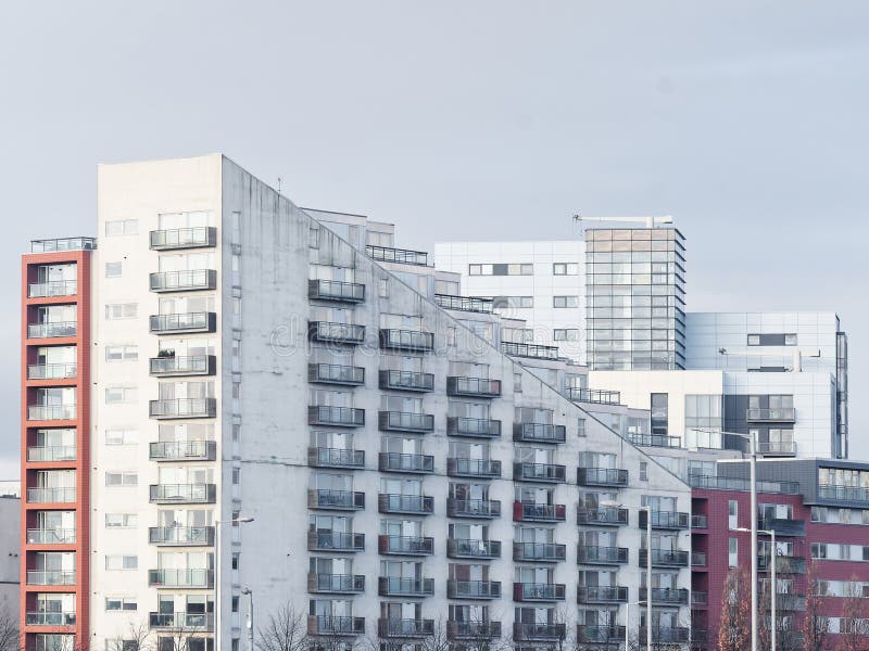 Modern High Rise Flats at Glasgow Harbour Stock Photo - Image of ...