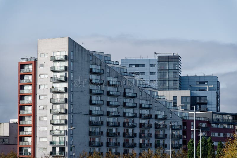 Modern High Rise Flats at New Development on Waterfront Stock Image ...
