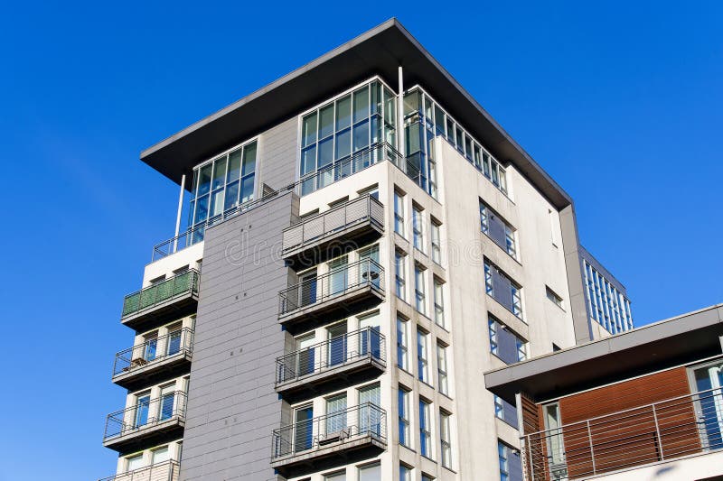 Modern High Rise Flats at New Development on Waterfront Stock Image ...