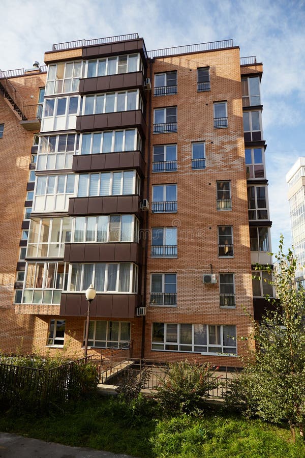 Modern High-rise Multi-storey Residential Building with Balconies Stock ...