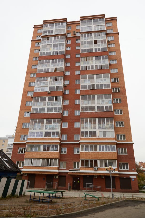 Modern High-rise Multi-storey Residential Building with Balconies Stock ...