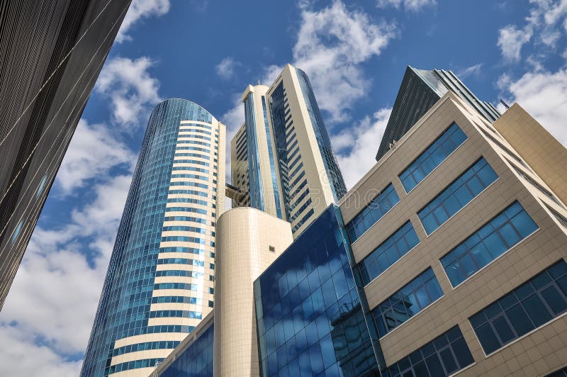 Modern High-rise Office Building on a Background of Clouds Stock Photo ...