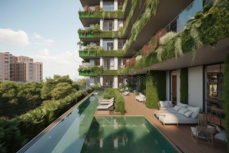 Modern High-rise with Swimming Pool and Sun Deck, Surrounded by ...