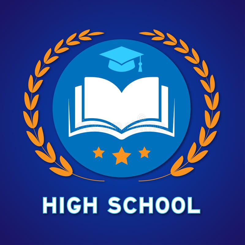 Modern High School Emblem with Graduation Cap and Laurel Design Stock ...