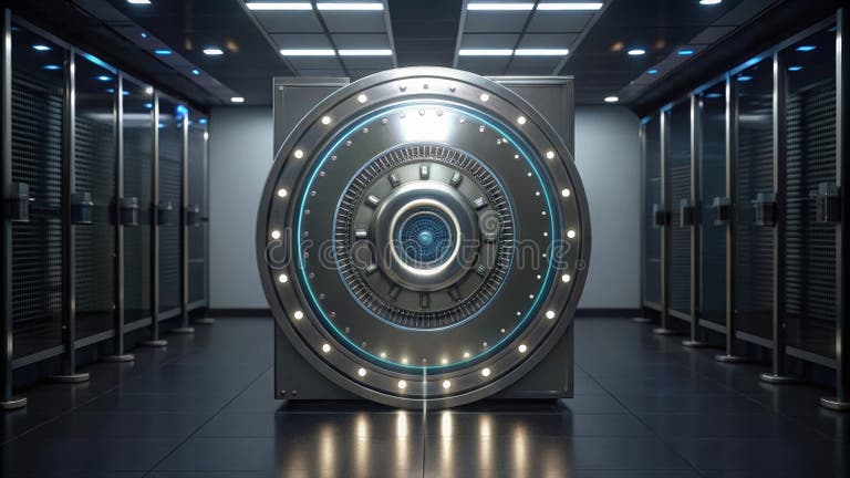 Modern High Security Data Vault with Illuminated Circular Locking ...