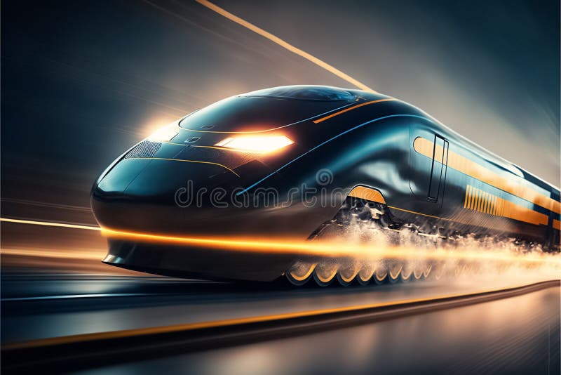 Modern High Speed Commuter Train on the Move. High-Speed Passenger ...