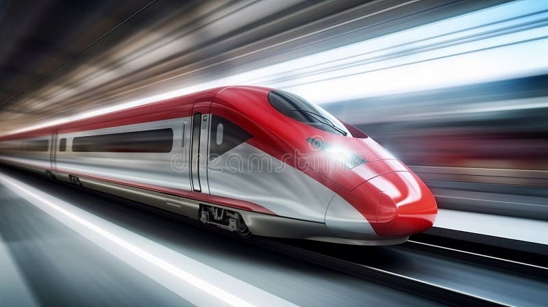 Modern High Speed Commuter Train on the Railway Station. Generative AI ...