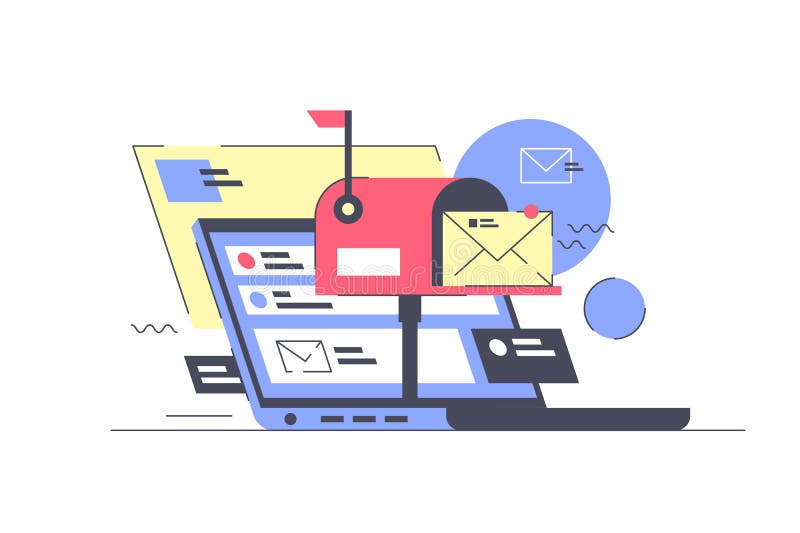 Modern, High-speed Mail Delivery Using the Internet. Stock Illustration ...