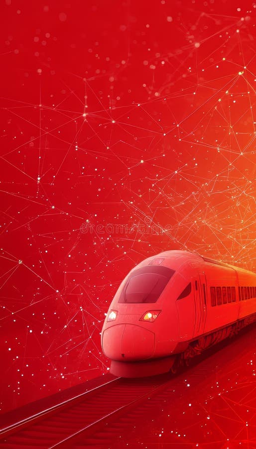 Modern High-Speed Train Abstract with Connected Lines, Dots, and ...