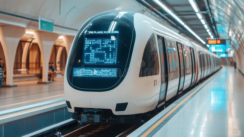 Modern High-Speed Train Arriving at a Subway Station. Advanced ...