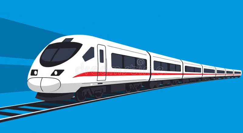 Modern High-speed Train on Blue Background: Sleek Design and Fast ...