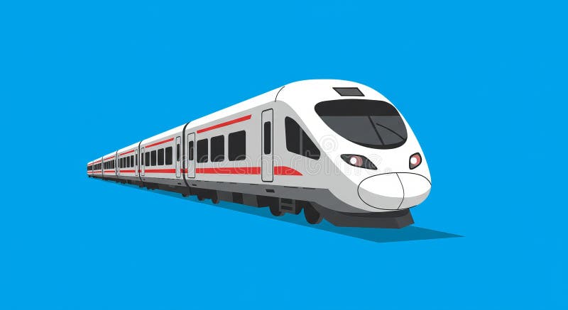 Modern High-speed Train on Blue Background: Streamlined Design and ...