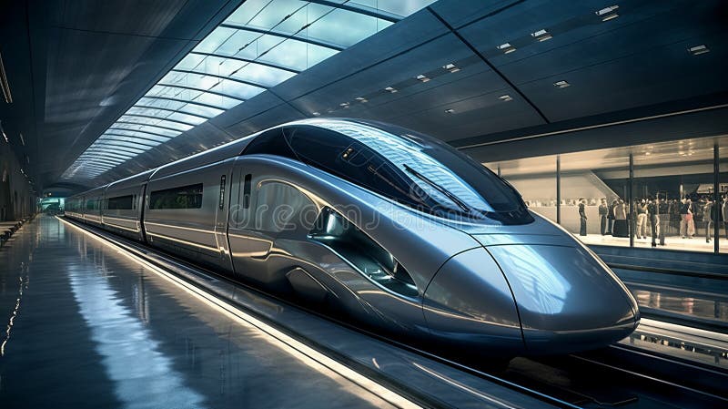 Modern High-speed Train Close-up View Stock Illustration - Illustration ...