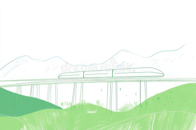 Modern High Speed Train on Elevated Tracks through a Scenic Mountain ...