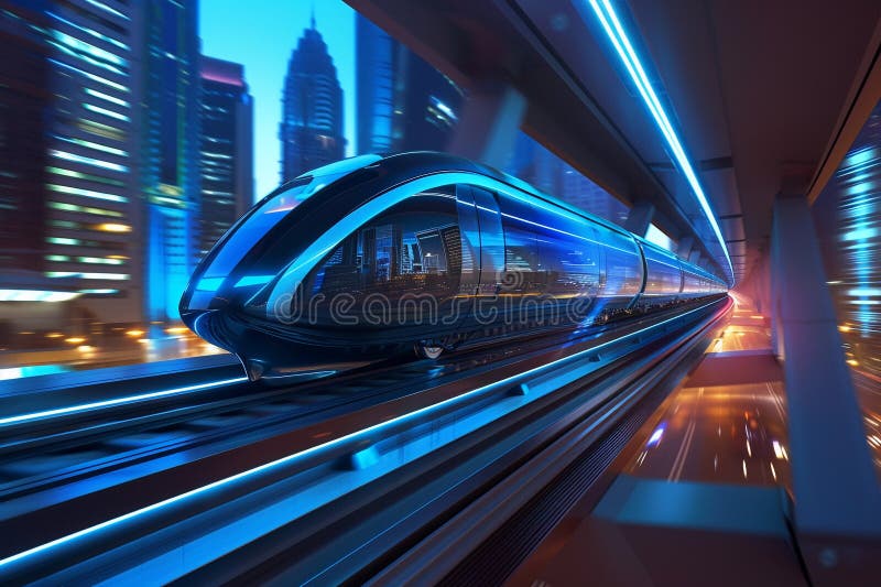 Modern High-speed Train in Fast Motion Passes through Railway Stations ...