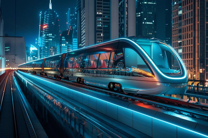 Modern High-speed Train in Fast Motion Passes through Railway Stations ...