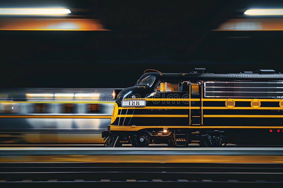 Modern High-speed Train in Fast Motion Passes through Railway Stations ...