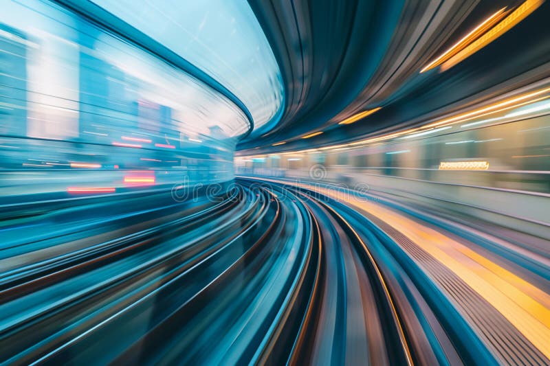 Modern High-speed Train in Fast Motion Passes through Railway Stations ...