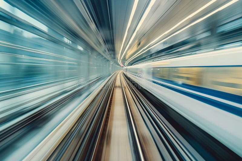 Modern High-speed Train in Fast Motion Passes through Railway Stations ...